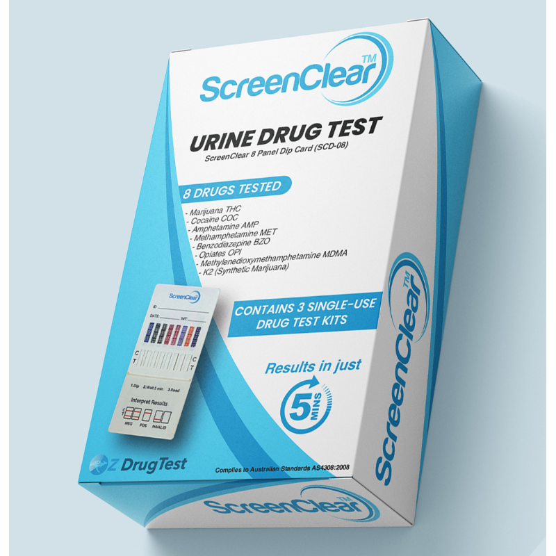 StirlingFildes | URINE DRUG TEST DIP CARDS 3 PACK SCREEN CLEAR 8 PANEL